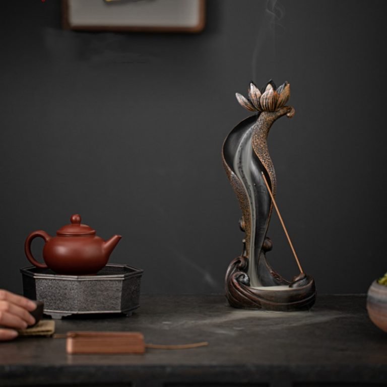 Unique Large Vintage Lotus Smoke Backflow and Waterfall Incense Burner ...