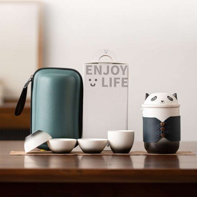 Modern Crystal Clear Glass Portable Travel Tea Container Set with Case