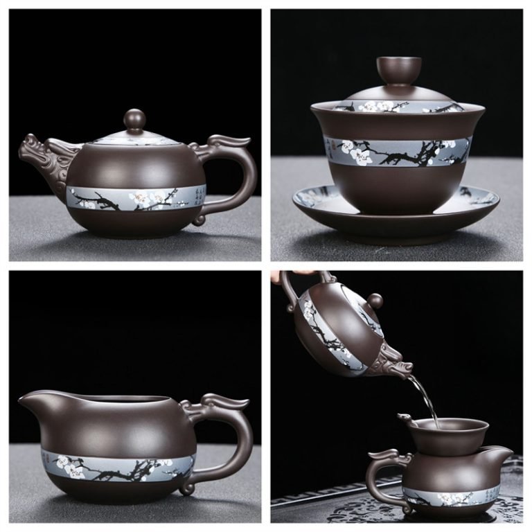 Chinese Yixing Black And Brown Clay Dragon Boat Shaped Gongfu Teapot ...
