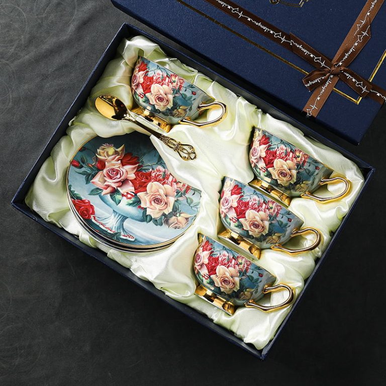 6.8 Fl Oz/200 ML Vintage Rose Flower Bone China Porcelain Coffee Tea ...