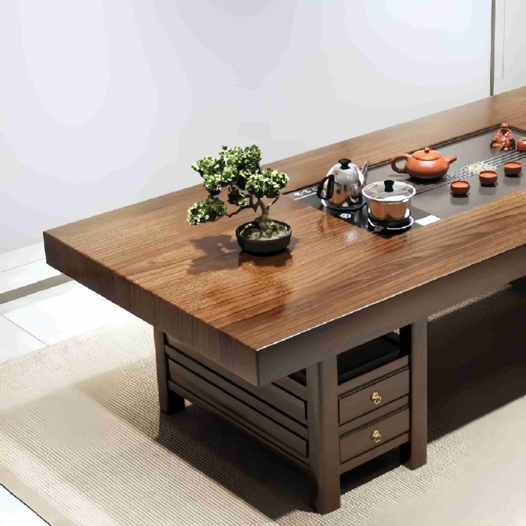Antique Chinese Zen Wood Tea Ceremony Table Furniture with Water Drains ...