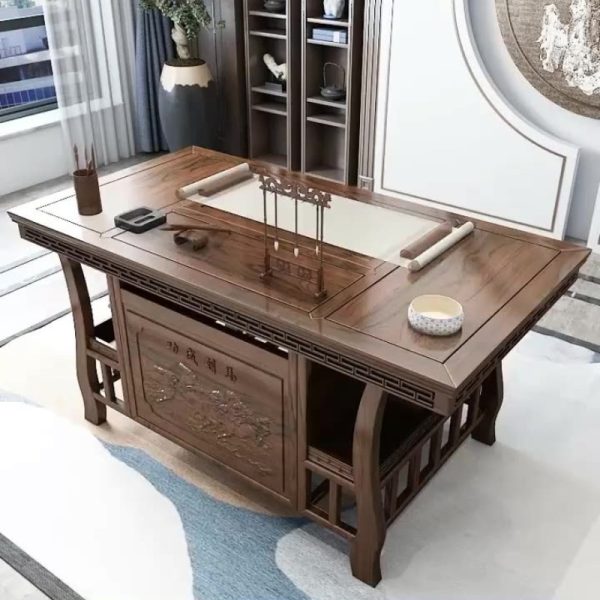 Solid Wood Chinese Gongfu Tea Table with Chairs