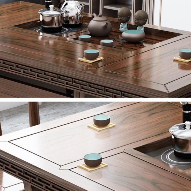 Solid Wood Chinese Gongfu Tea Table with Chairs