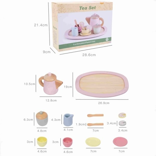 Wood Cute Pink Princess Little Girls Afternoon Tea Party Sets for Kids