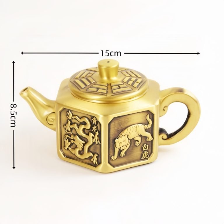 Ancient Four Great Mythical Creatures Theme Brass Teapot for Sale